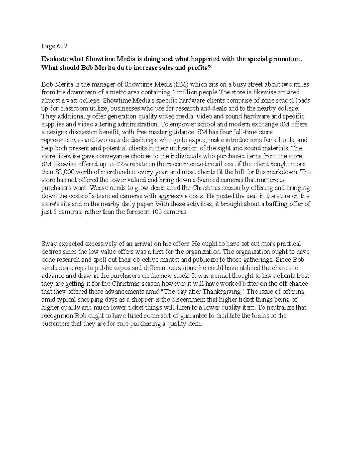Mk351 - Hw assignment - Page 619 Evaluate what Showtime Media is doing and what happened with ...