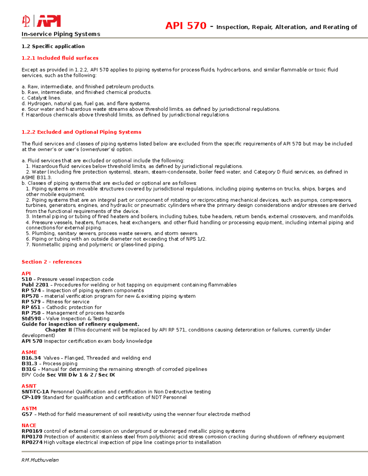 API Code and Standard - API 570 - Inspection, Repair, Alteration, and ...