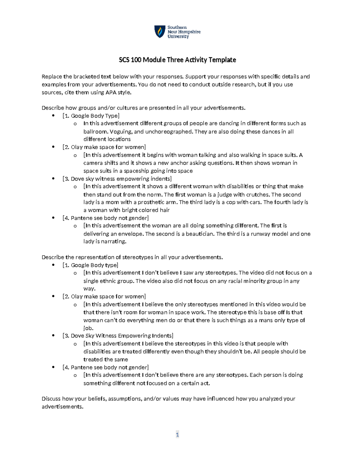 SCS 100 Module Three Activity Template - SCS 100 Module Three Activity ...
