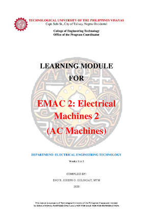 EMAC 2 module for week 4 - This module is a property of Technological ...