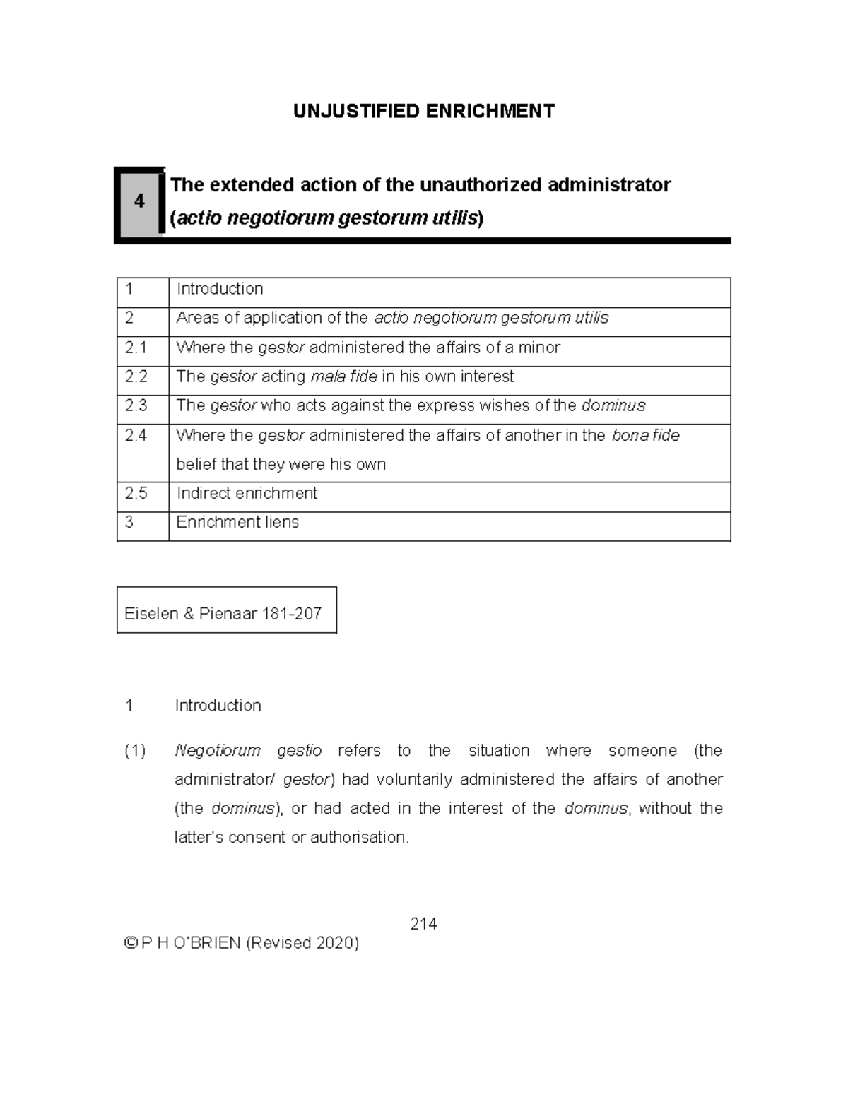 Part5(Actio Negotiorum Gestorum Utilis) - UNJUSTIFIED ENRICHMENT 4 The ...