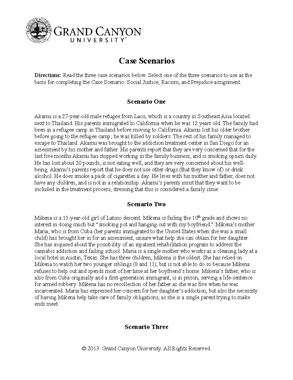 PCN158.R.Case Scenarios Week 2 - Case Scenarios Directions: Read the ...