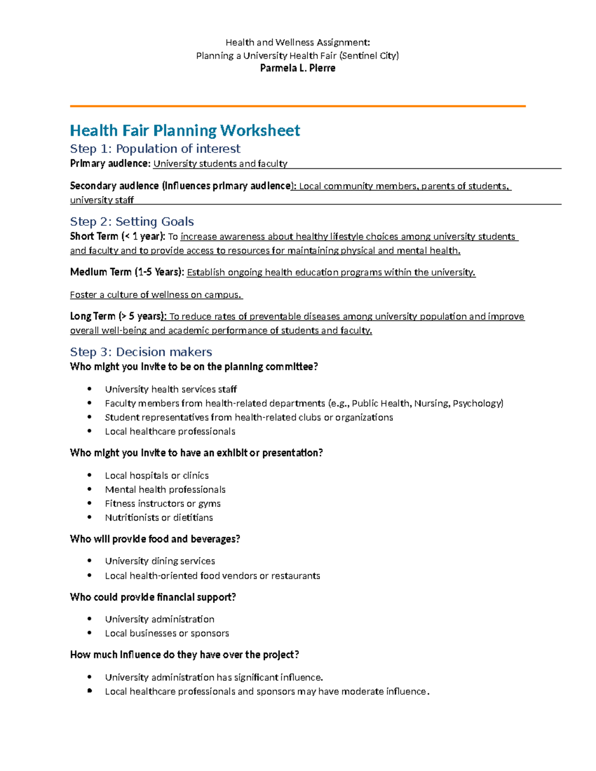 Health and Wellness Assignment 3 - Health and Wellness Assignment ...