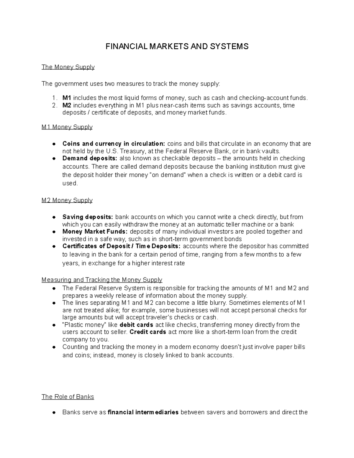 Intro to Business Chapter 4 Part 2 Notes - FINANCIAL MARKETS AND ...