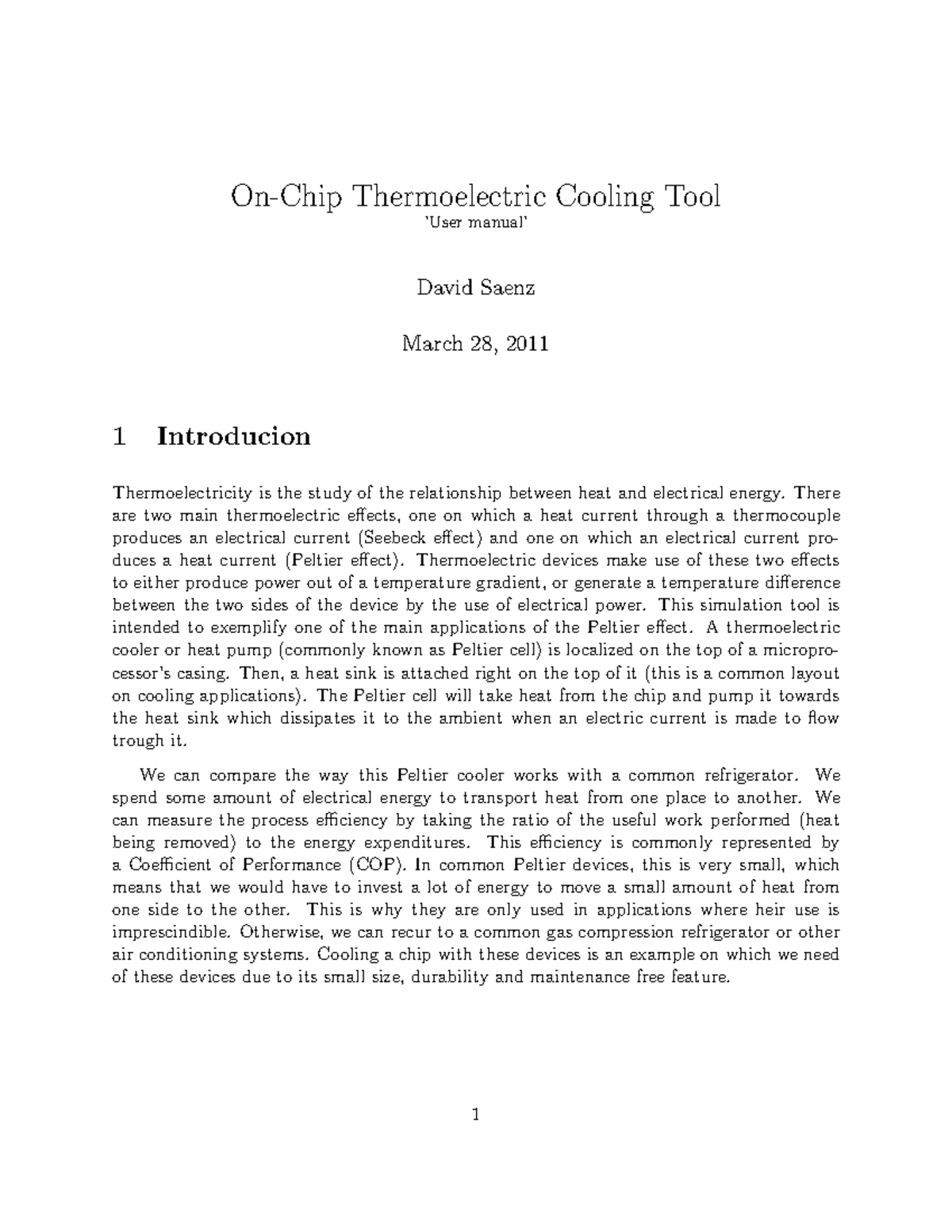 TEC - TEC - On-Chip Thermoelectric Cooling Tool ’User manual’ David ...