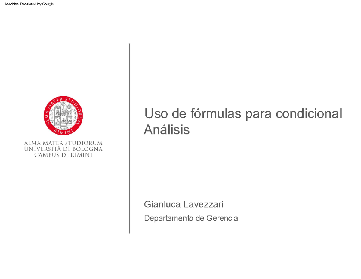 5 Using Formulas for Conditional Analysis - Gianluca Lavezzari Análisis Uso de fórmulas para ...