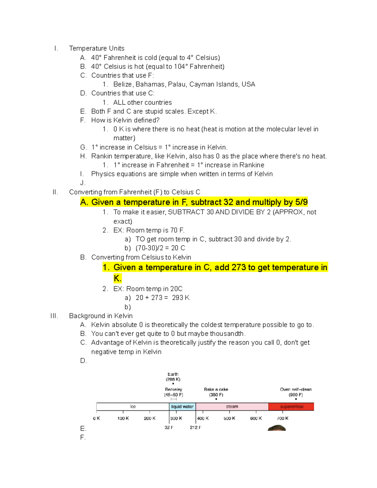 EPS Lecture 3 - Units - I. Temperature Units A. 40° Fahrenheit is cold ...