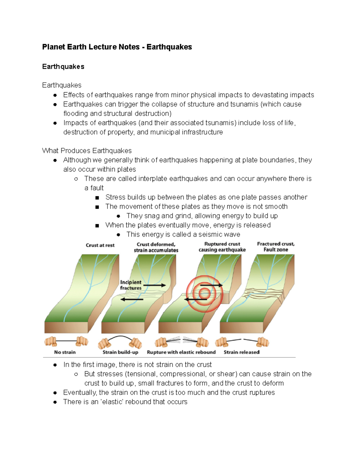 Planet Earth Lecture Notes - Earthquakes - Planet Earth Lecture Notes ...