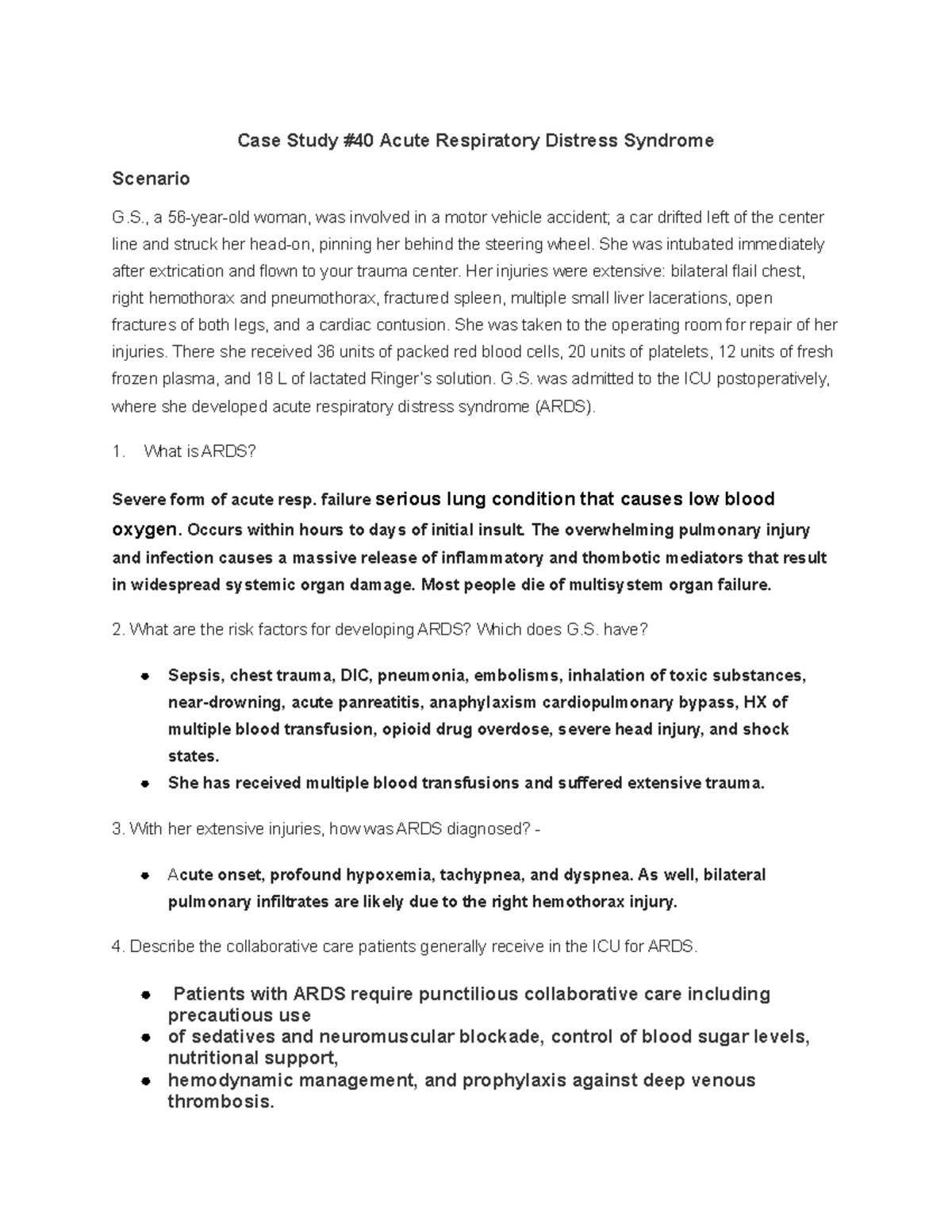 Case study 40 - Case Study #40 Acute Respiratory Distress Syndrome ...