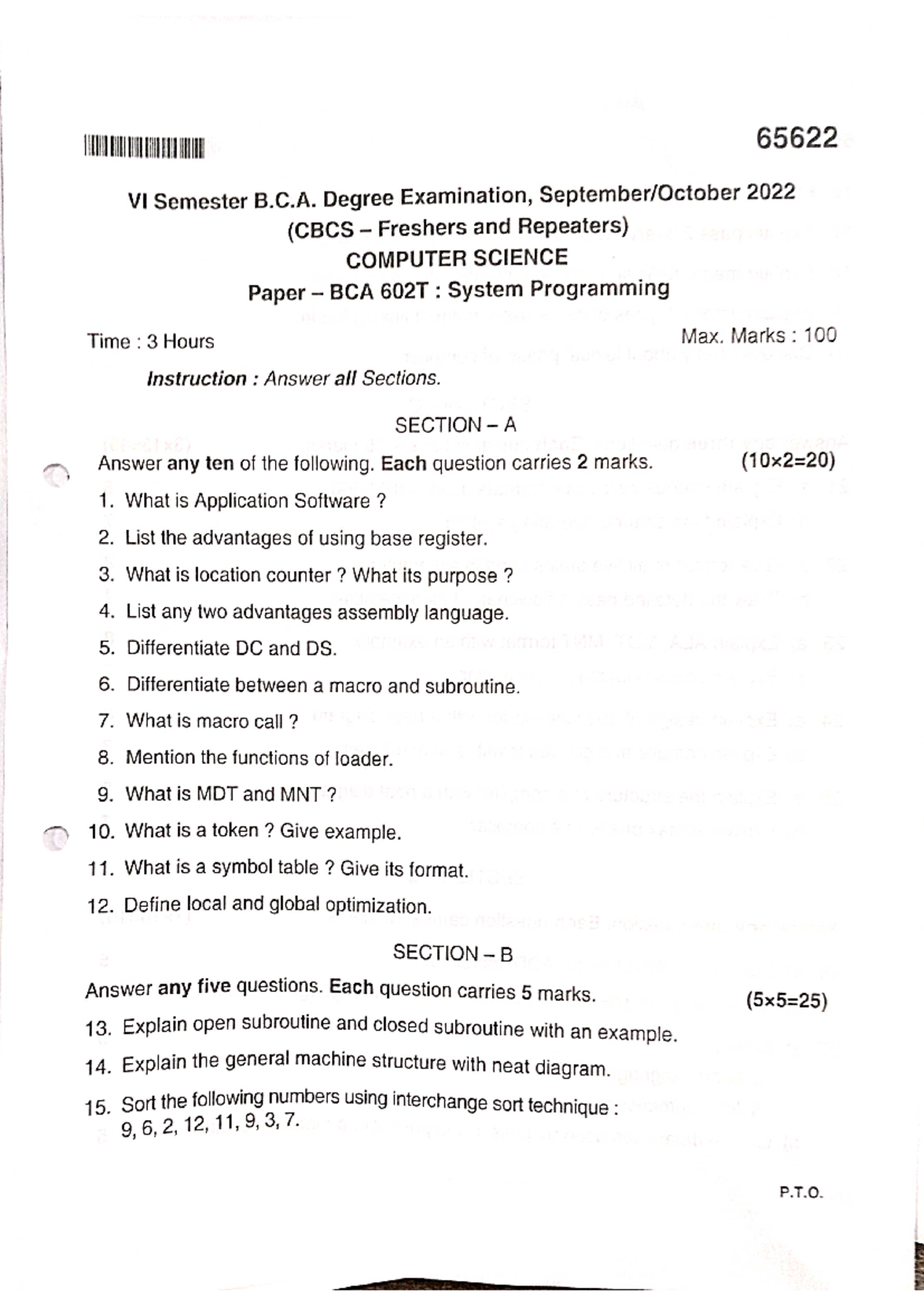 System programing 4 years papers - Bachelor Computer Application - Studocu