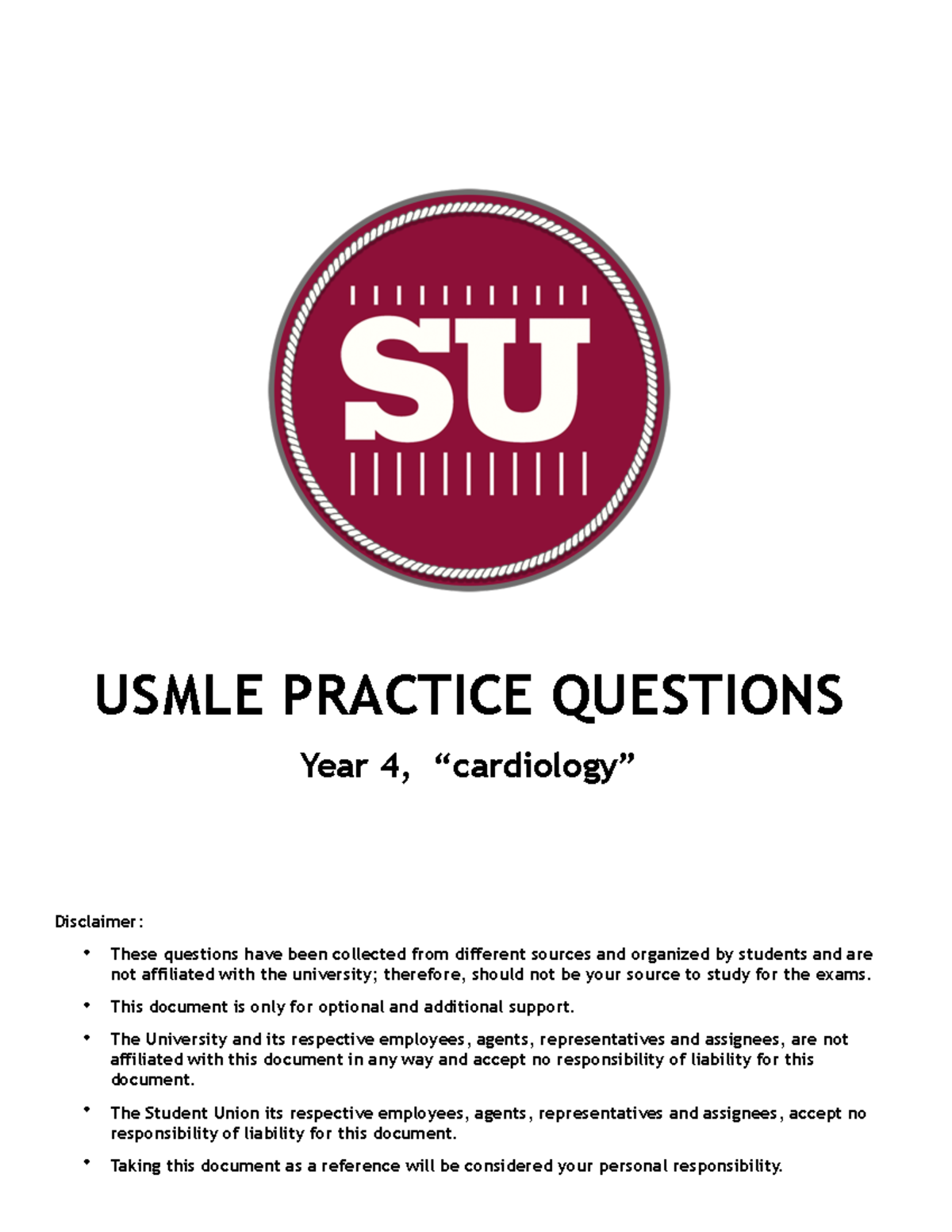 Cardiology - Question and Answer - USMLE PRACTICE QUESTIONS Year 4 ...