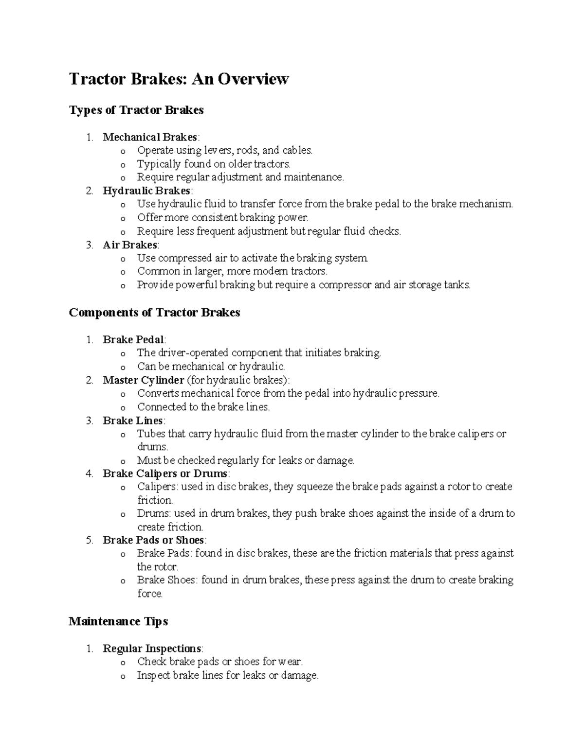 Tractor Brakes - Engineering - Tractor Brakes: An Overview Types of ...