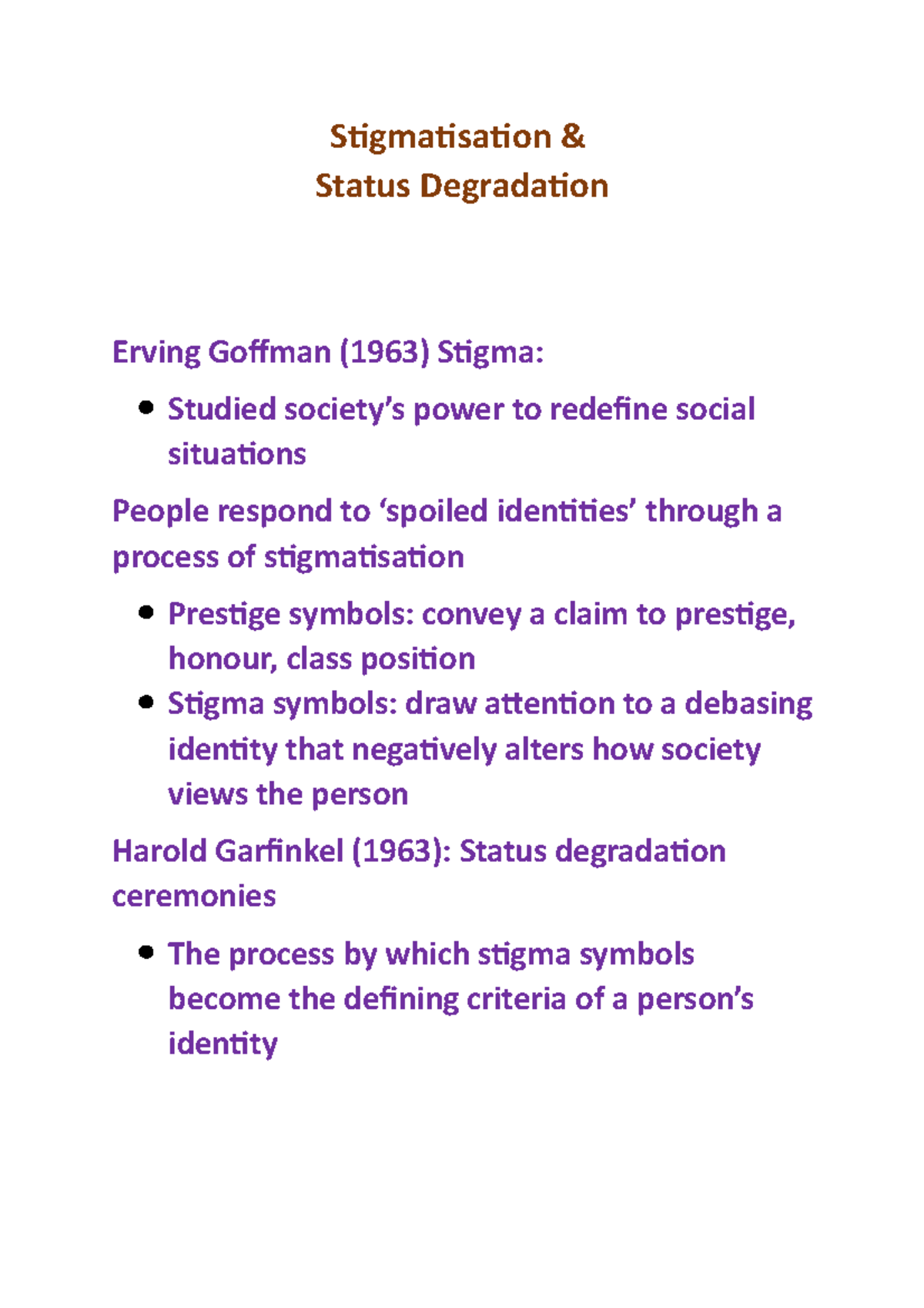 Labelling theories part 2 - Stigmatisation & Status Degradation Erving ...