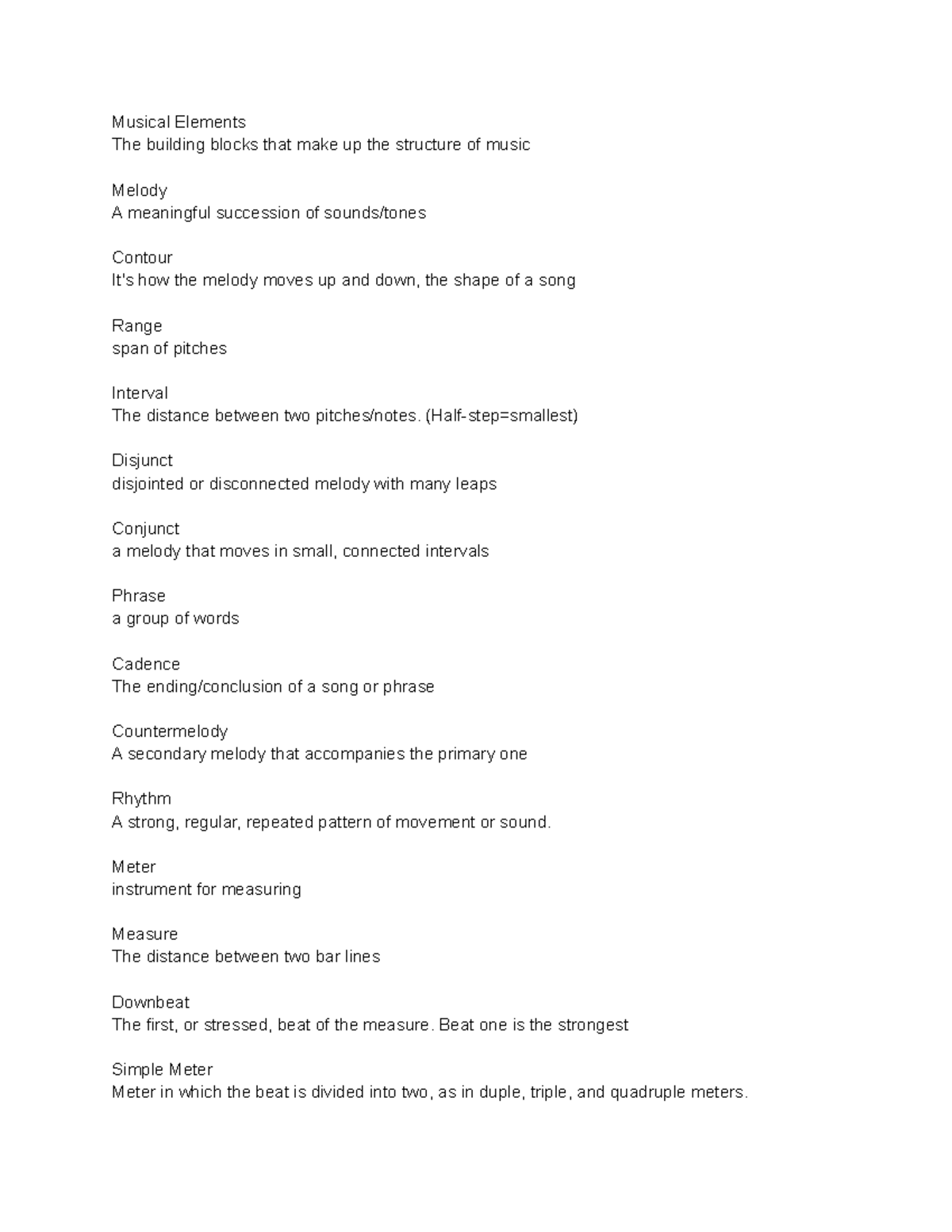 M13 - art and society study guide- Warner - Musical Elements The ...