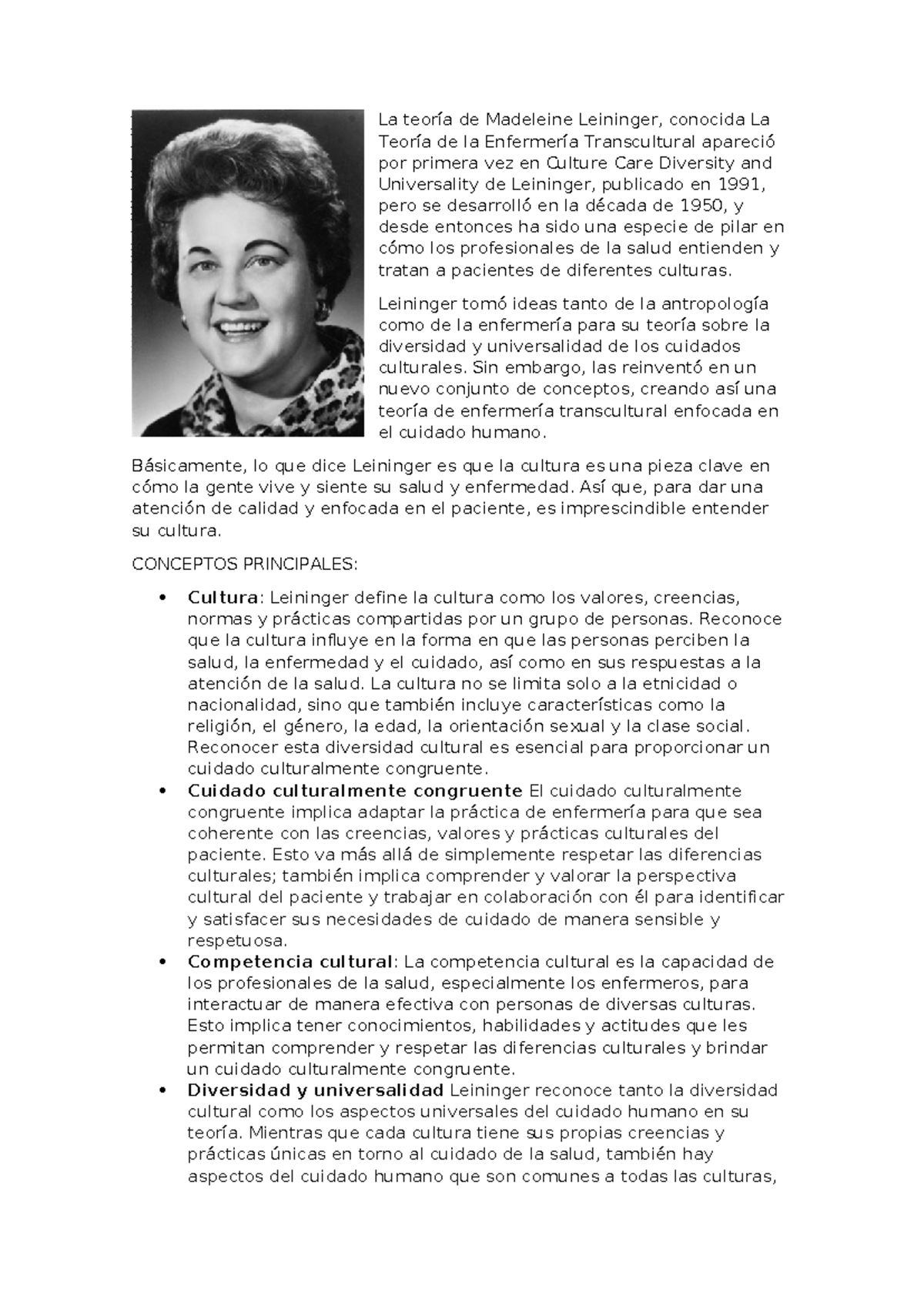 La teoría de Madeleine Leininger - La teoría de Madeleine Leininger ...