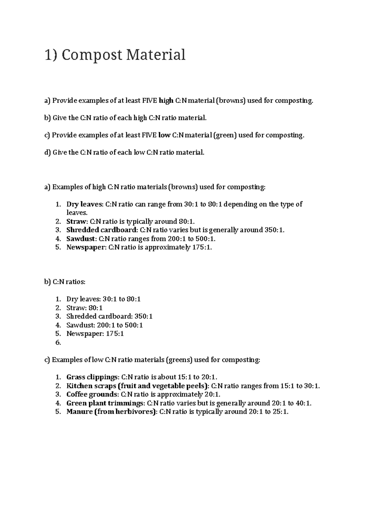 Compost test - Summary Introductory soil science - 1) Compost Material ...