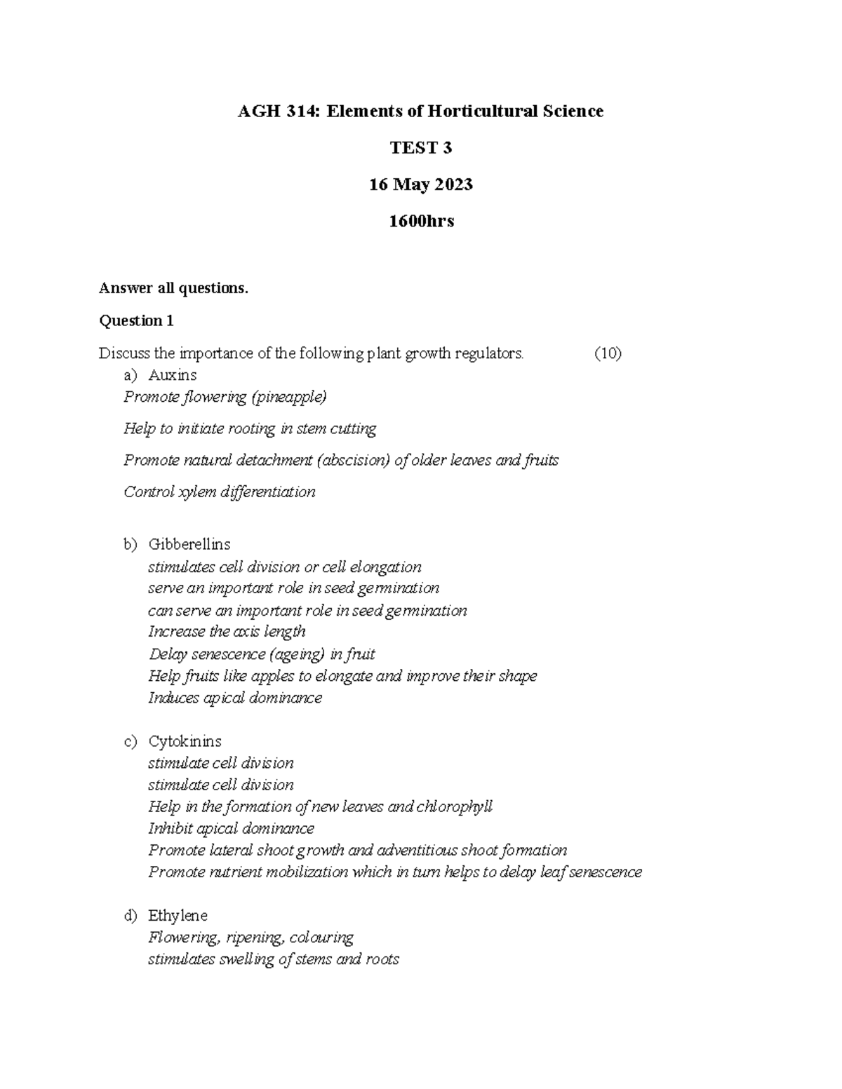 AGH 314 TEST 3 2023 memo - AGH memo to help how questions are asked and ...