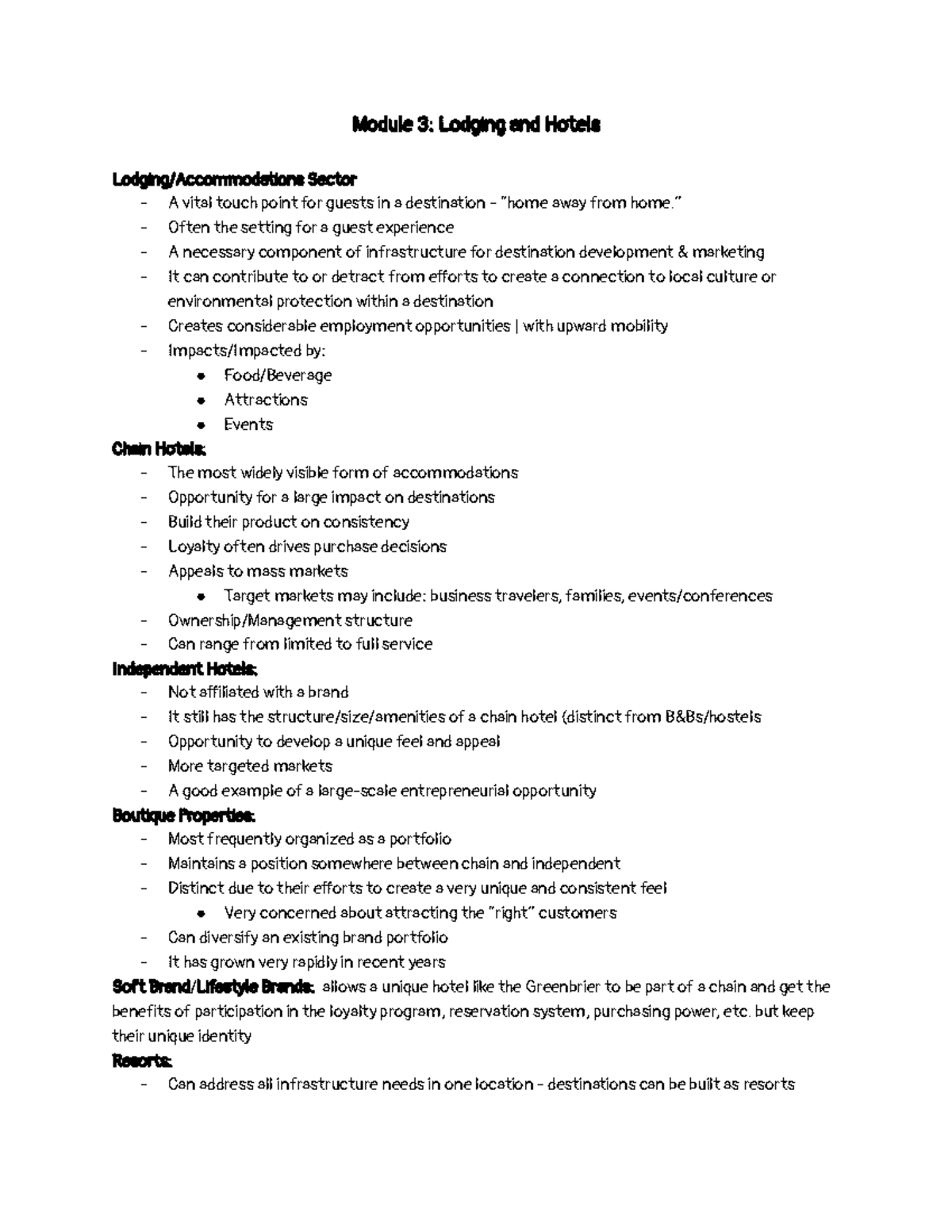 Module 3 Lodging and Hotels-2 - Module 3: Lodging and Hotels Lodging ...