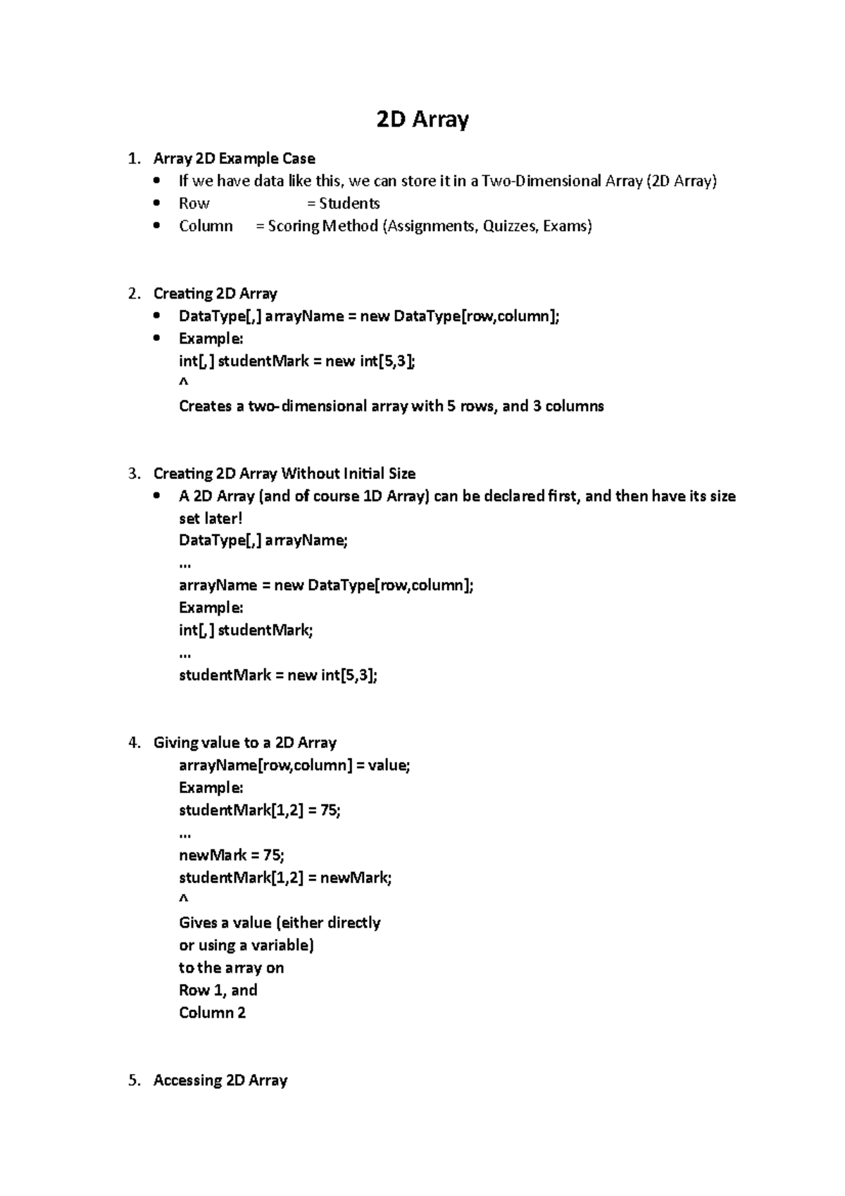 2d Array C 2d Array Array 2d Example Case If We Have Data Like This