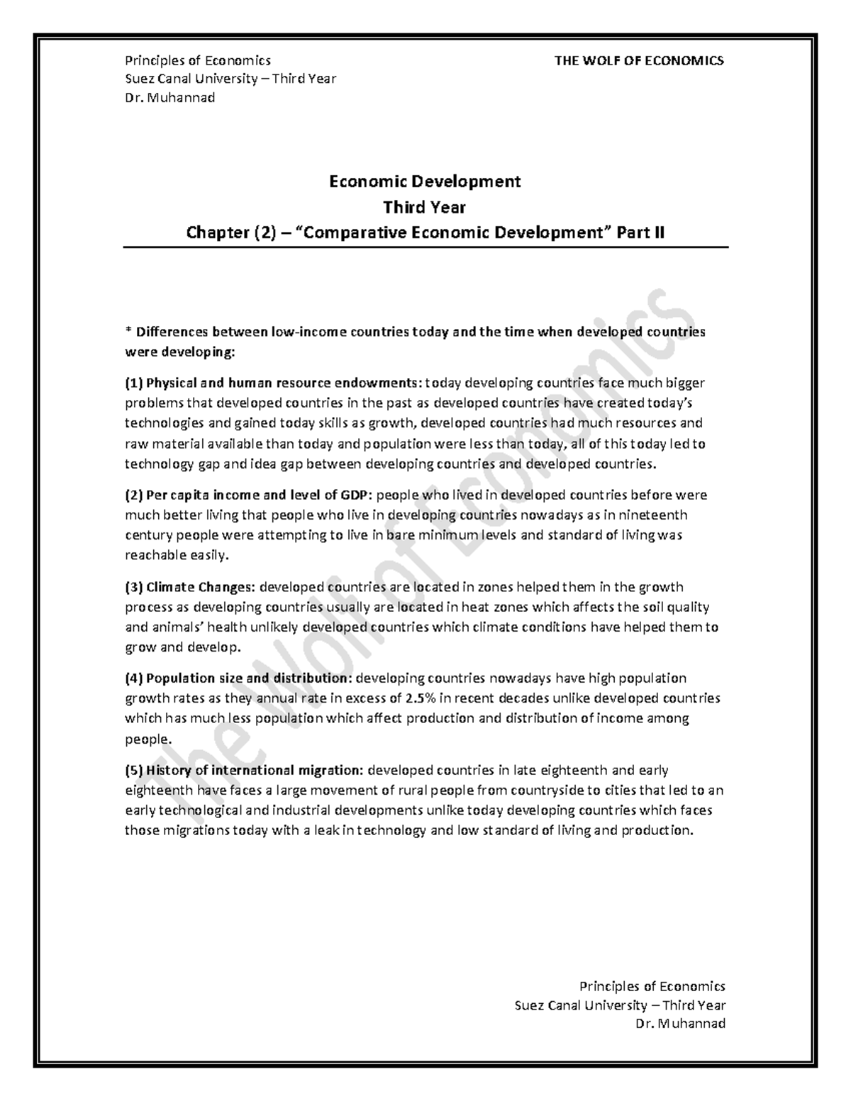 Eco Development 2 part 2 - Principles of Economics THE WOLF OF ...