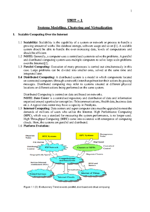 CC UNIT-1 PART-1 - Notes - CLOUD CONPUTING UNIT-I 1 SCALABLE COMPUTING ...