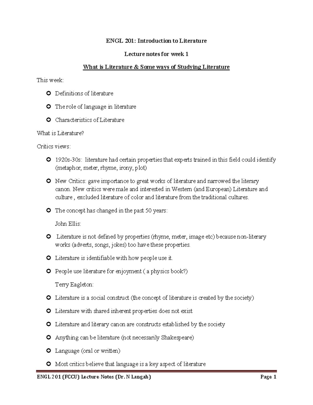 Literature - Introduction to Literature - ENGL 201: Introduction to ...