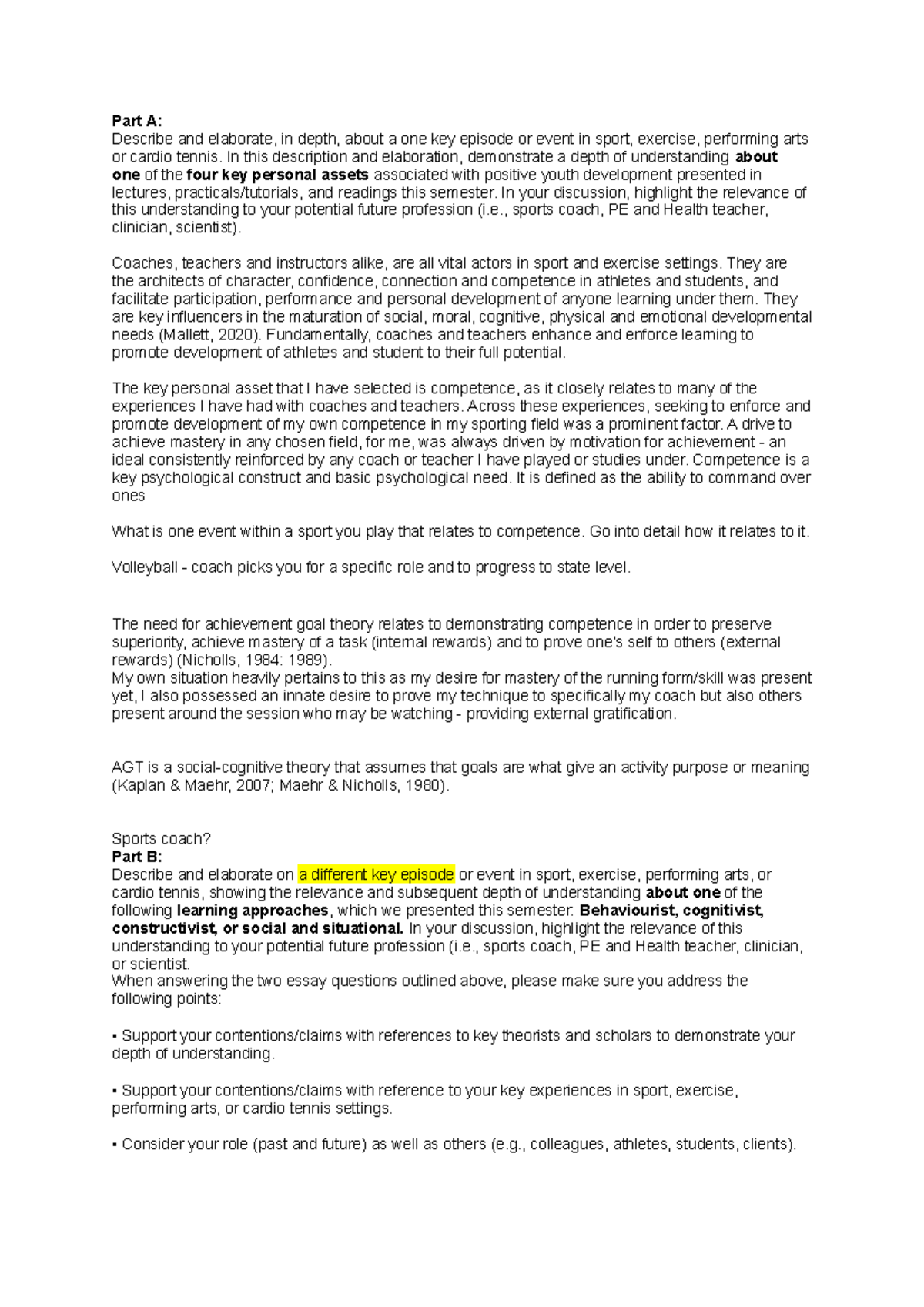 SPCG Exam Qs - Practice Exam Qs - Part A: Describe and elaborate, in ...