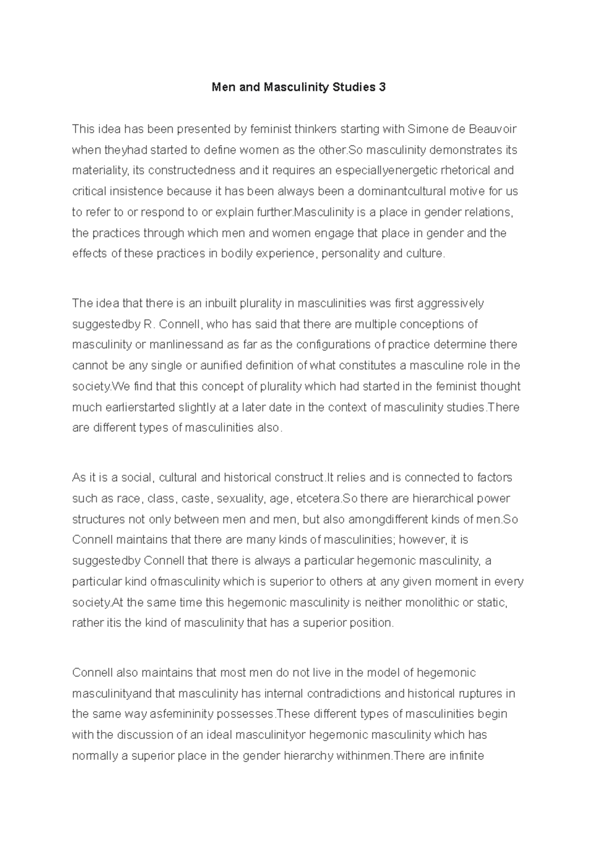 Men and Masculinity Studies 3 - The idea that there is an inbuilt ...