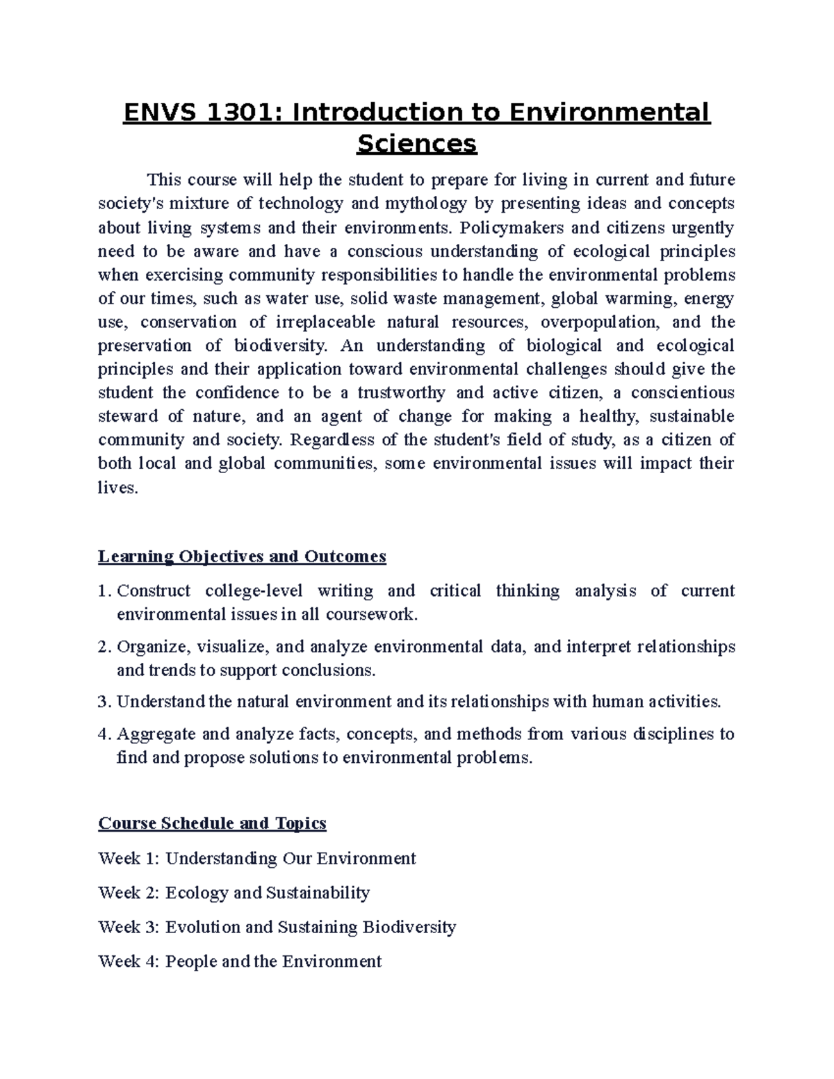 ENVS 1301 (Course Info) - ENVS 1301: Introduction to Environmental ...