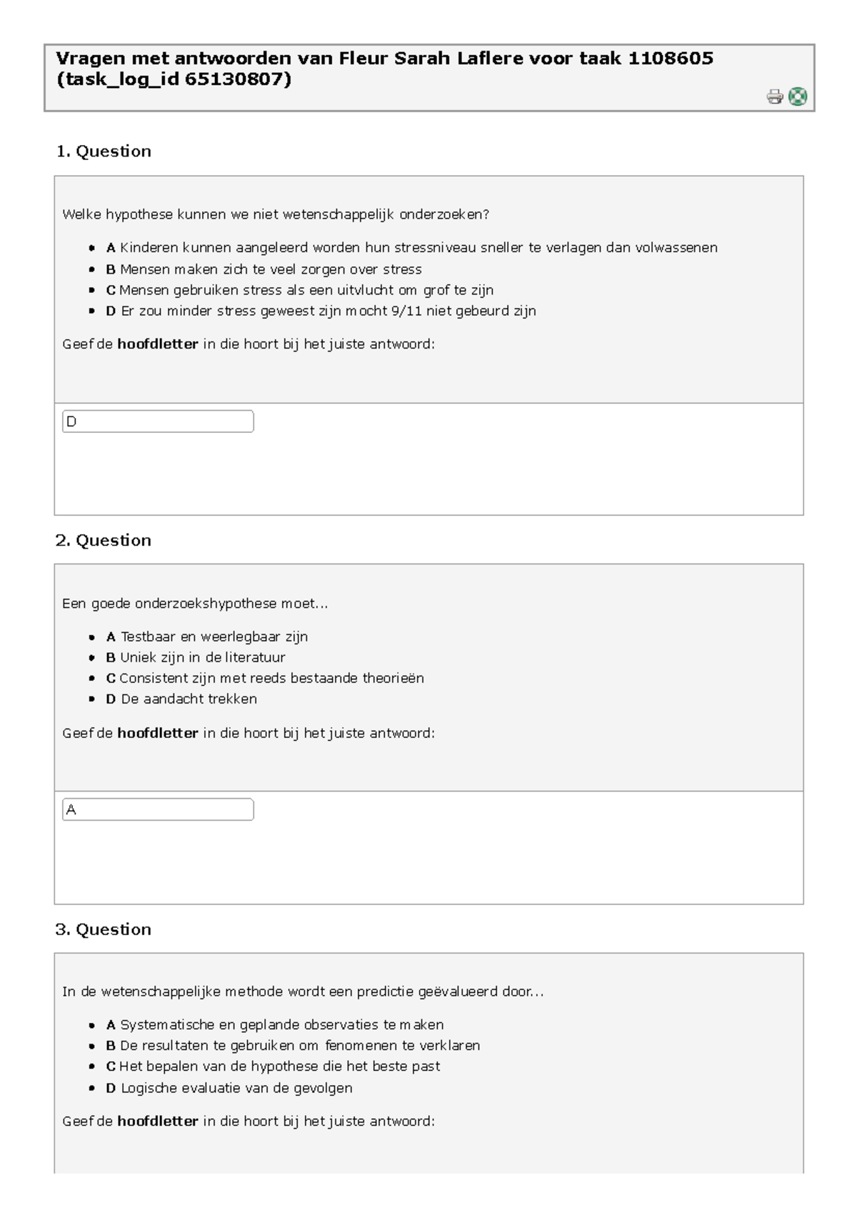Zelftest 1 - Vragen met antwoorden van Fleur Sarah Laflere voor taak ...