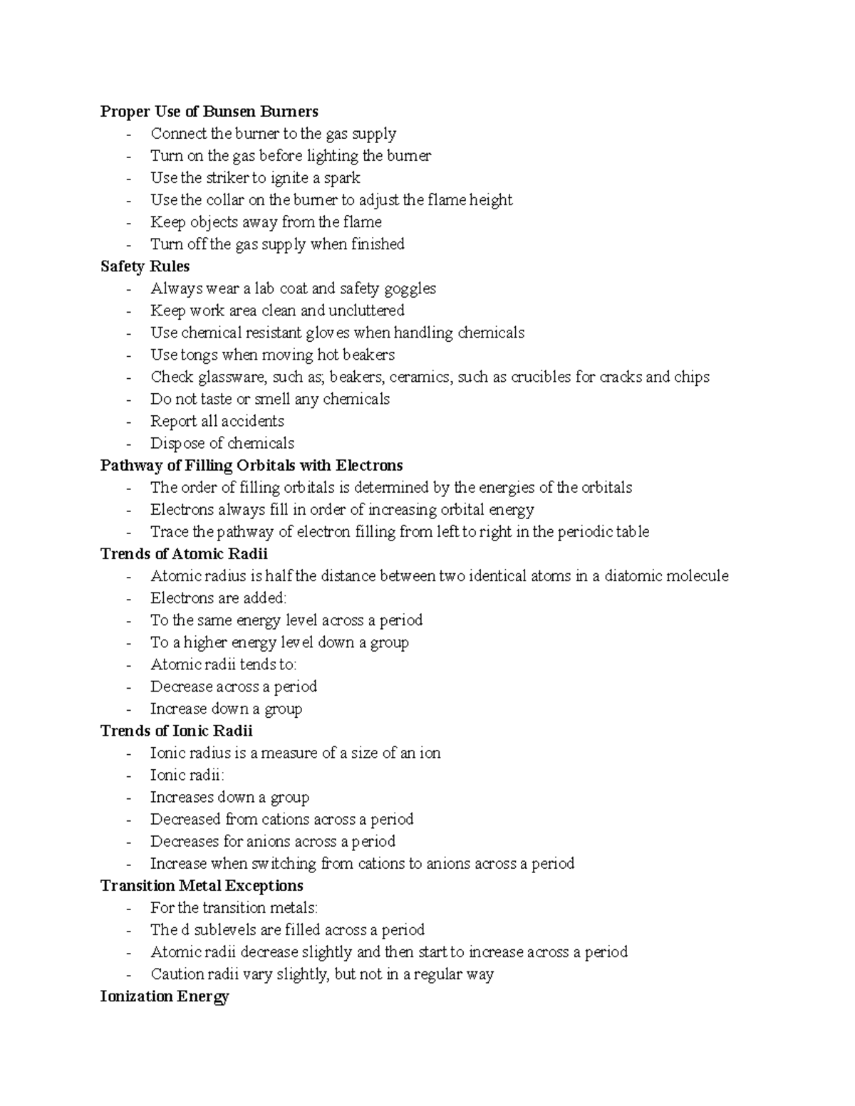 Chemistry Notes - Proper Use of Bunsen Burners - Connect the burner to ...