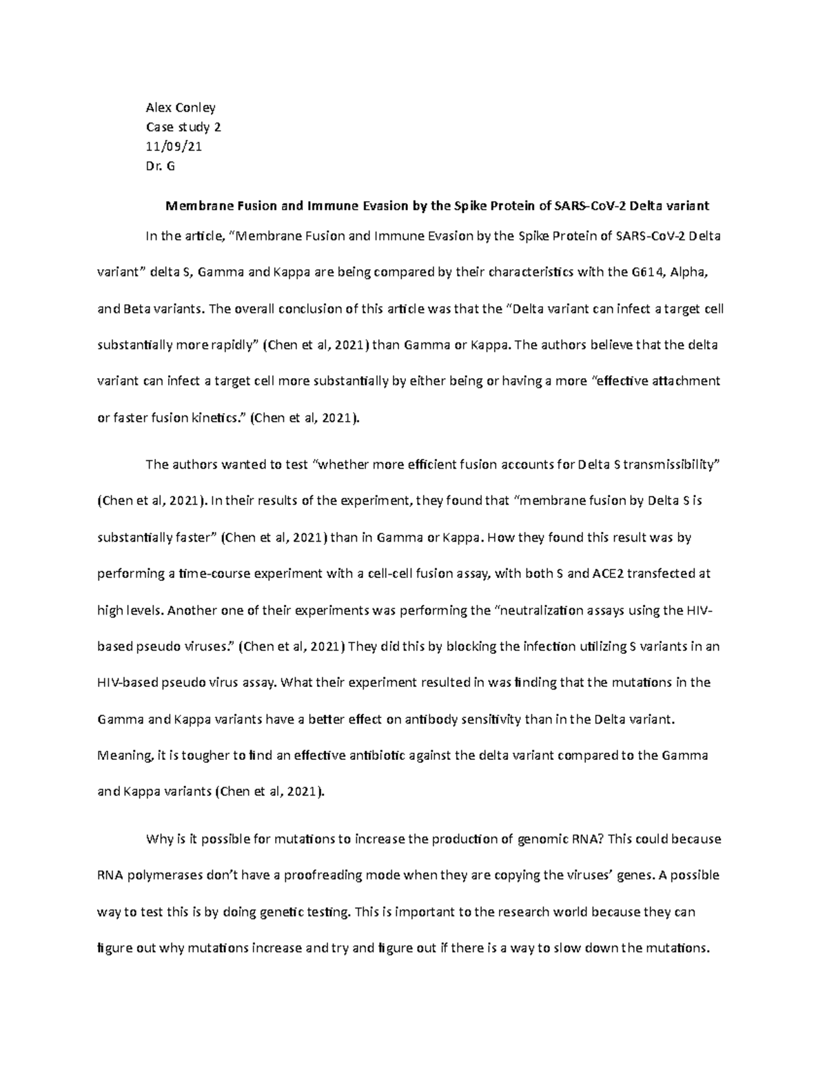 Bio 407 (virology) case study 2 - Alex Conley Case study 2 11/09/ Dr. G ...