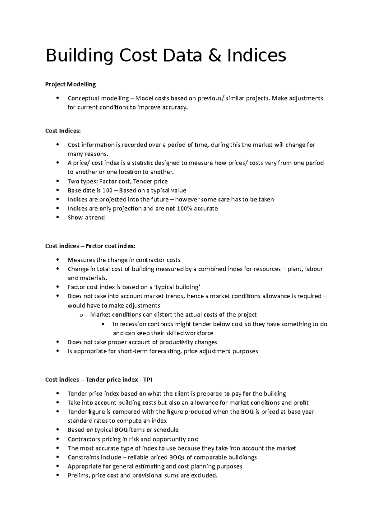 Lecture 2 - Building Cost Data & Indices - Building Cost Data & Indices ...
