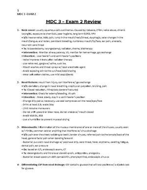 MDC III Exam 2 KEY Concepts(1) - MDC III Exam 2 Explain common upper ...