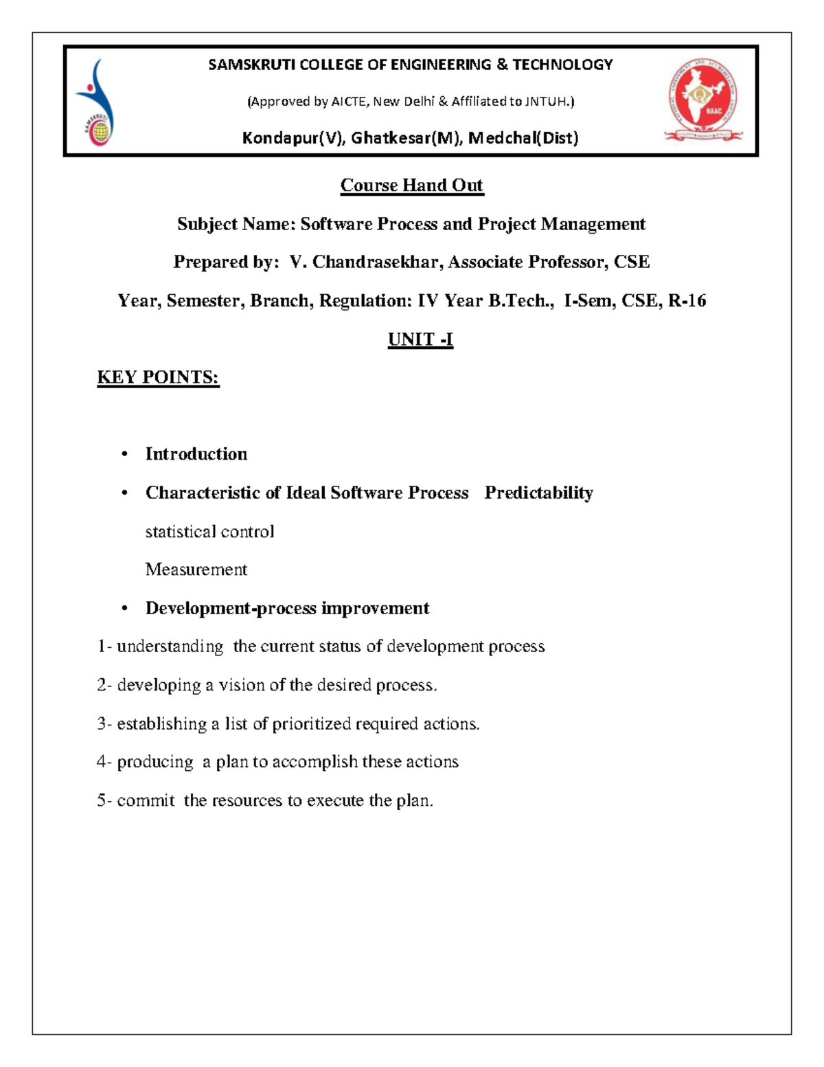 SPPM (1)-Samskruthi College - Course Hand Out Subject Name: Software ...