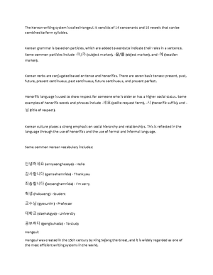 Korean - Hangeul: Hangeul is the official writing system of South Korea ...