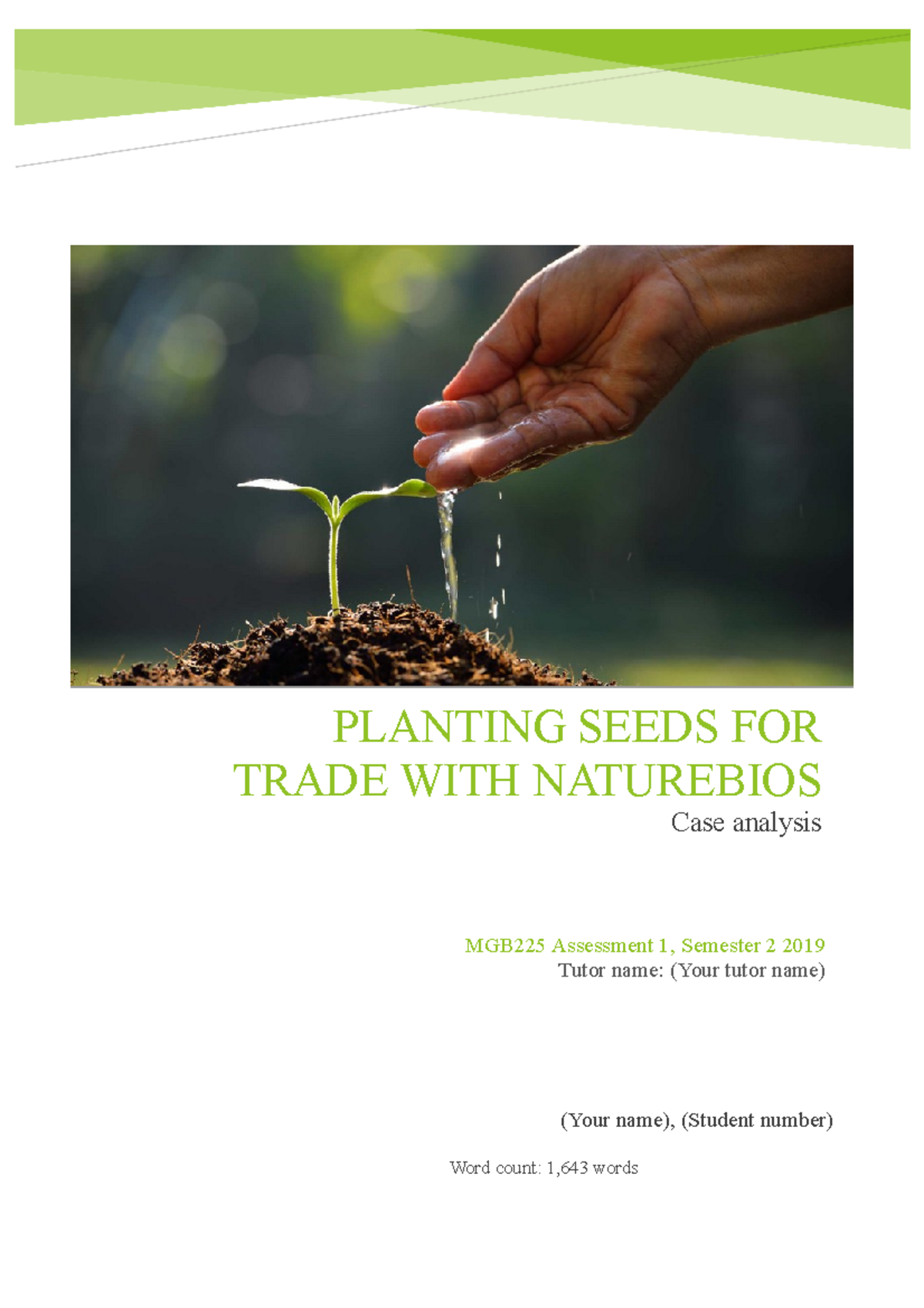 MGB225 Assessment 1docx - MGB225 Assessment 1, Semester 2 2019 Tutor ...