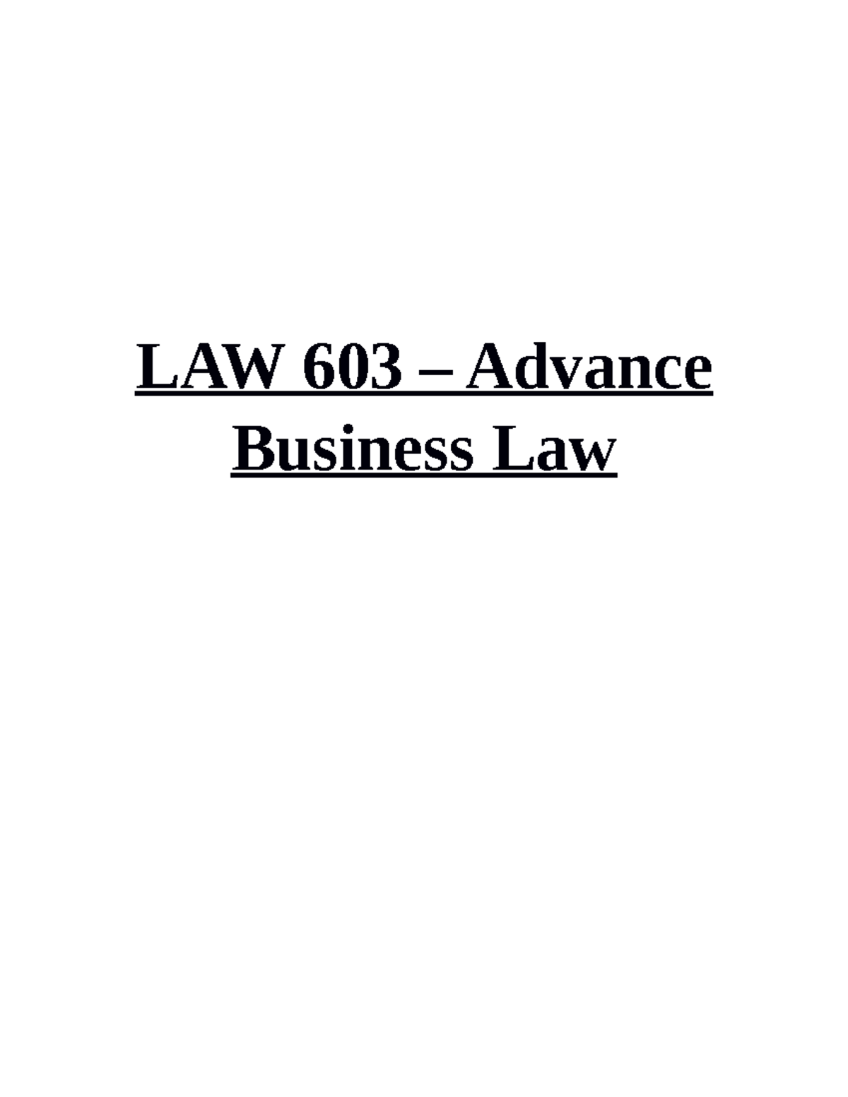 LAW603 Advance Business Law Midterm 2 - LAW 603 – Advance Business Law ...
