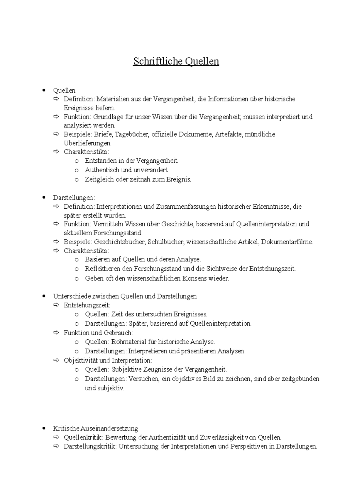 Handout - Schriftlichen Quellen - Schriftliche Quellen Quellen ...
