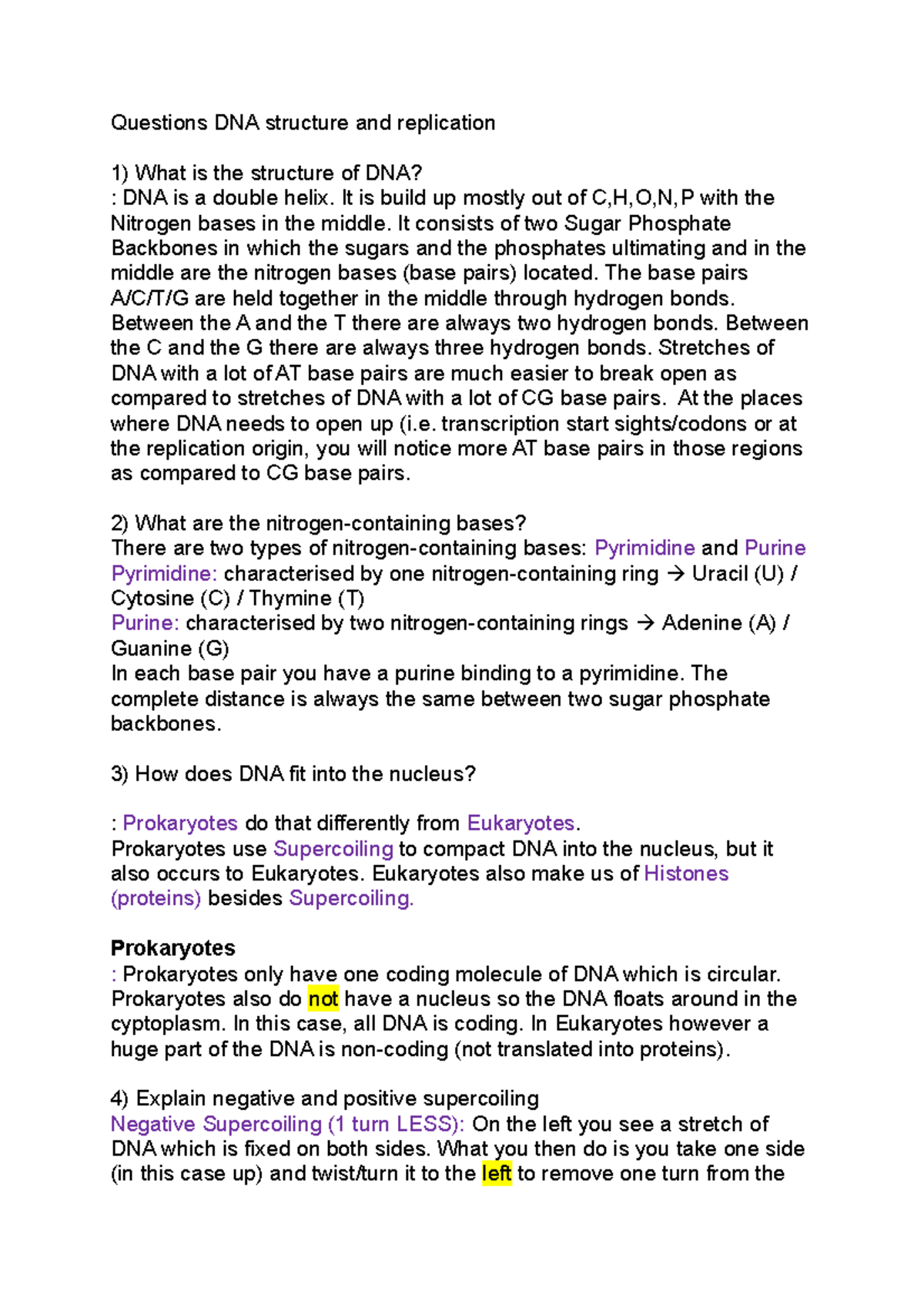 Questions DNA structure and replication - Threats and Defence ...
