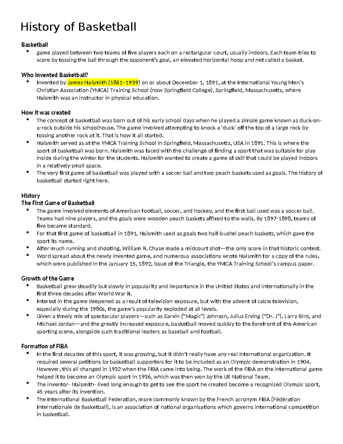 History of basketball - History of Basketball Basketball game played ...