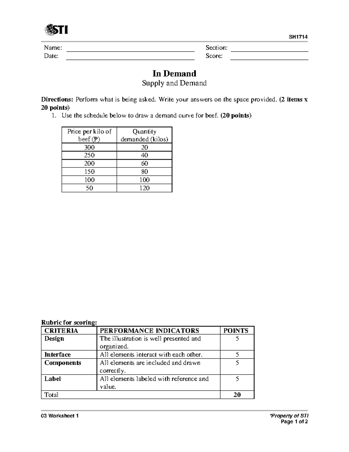 03 Worksheet 1 - is REQUIRED - SH 03 Worksheet 1 *Property of STI Page ...