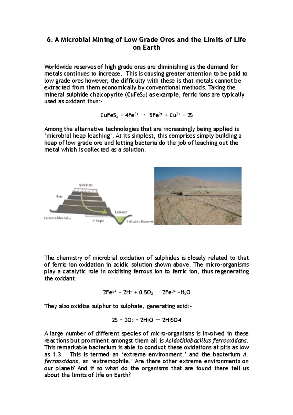 15 - A Microbial Mining of Low Grade Ores and the Limits of Life on ...
