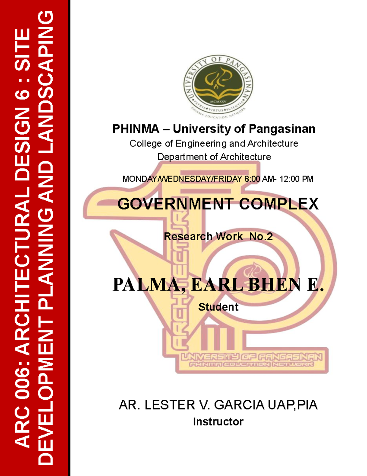 RSW#2 ( Government Complex) - ARC 006: ARCHITECTURAL DESIGN 6 : SITE ...