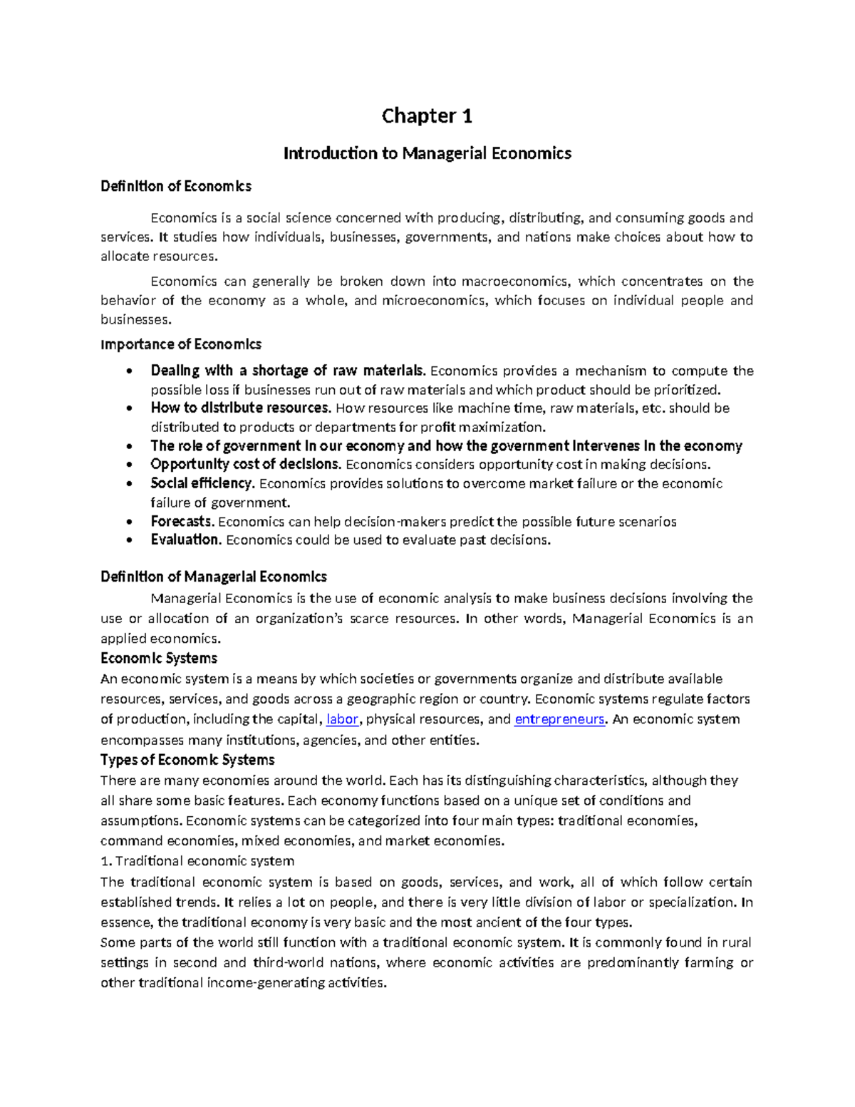 Managerial Economics - Chapter 1 Introduction to Managerial Economics ...