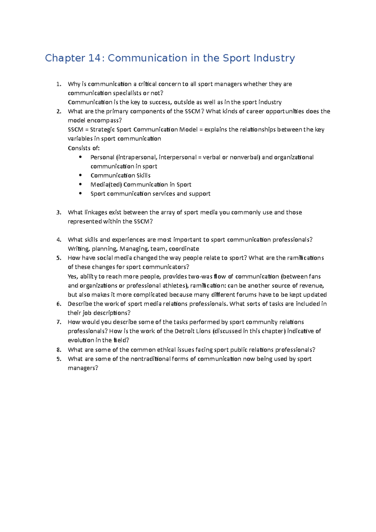 Communication in the Sport Industry - What sorts of tasks are included ...