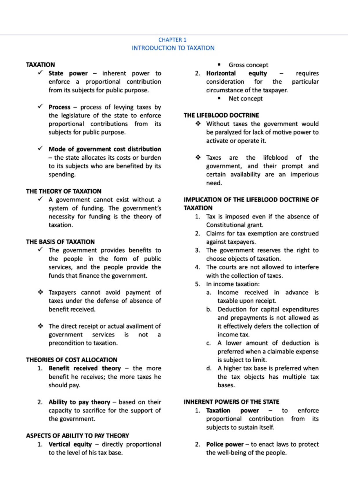 Chapter 1 Introduction to Taxation (TAX 11) - Accountancy - Studocu