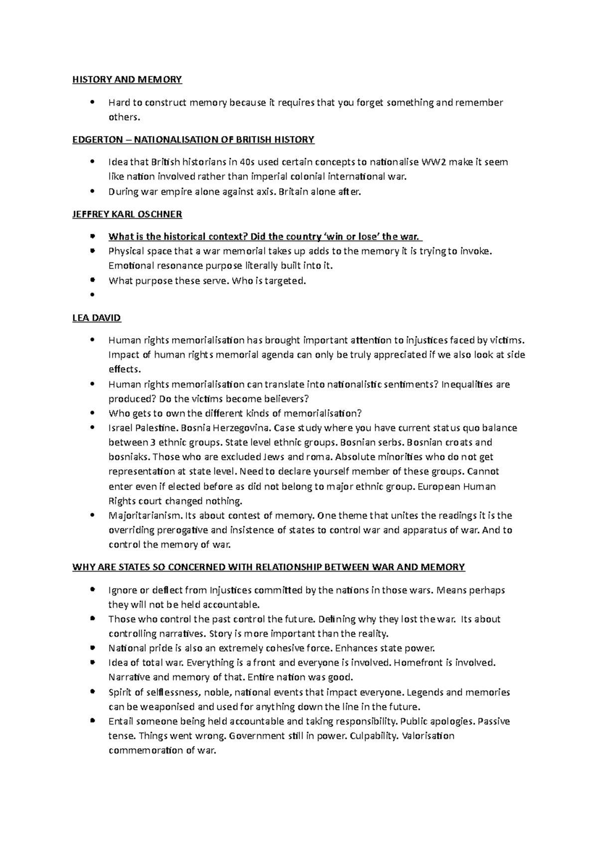 Seminars Memory Notes On War And Memory History And Memory Hard To Construct Memory Because It