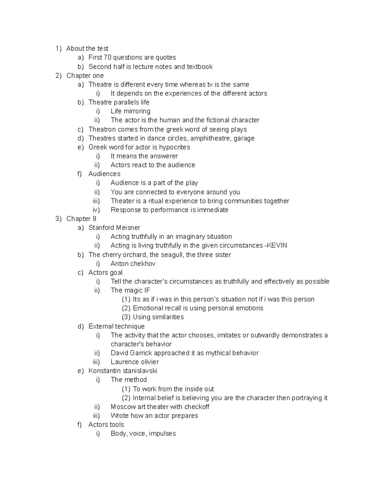 Theater Review 10 10 16 - About the test a) First 70 questions are ...