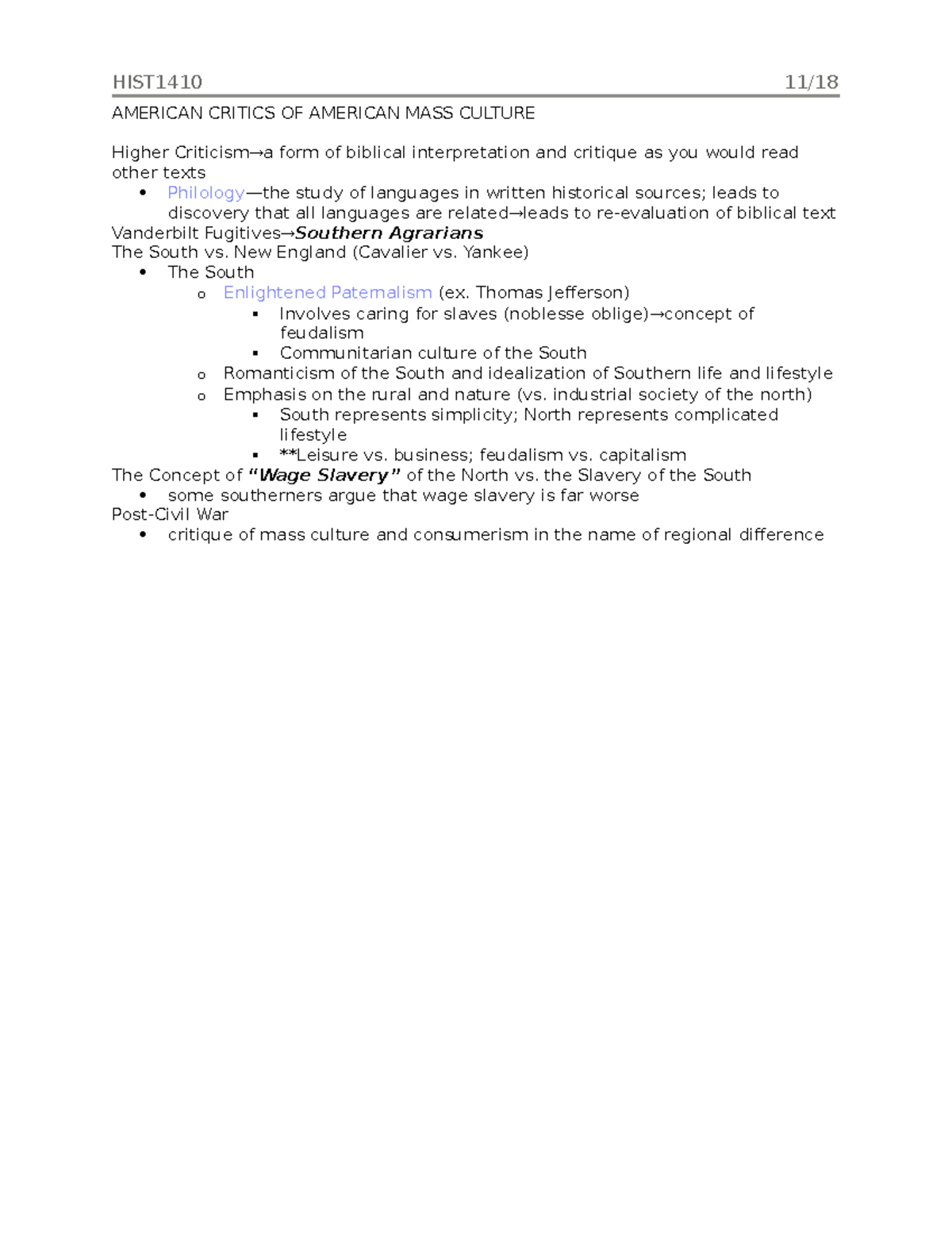 HIST1410 11:18 - Dennis Dickerson - HIST1410 11/ AMERICAN CRITICS OF ...